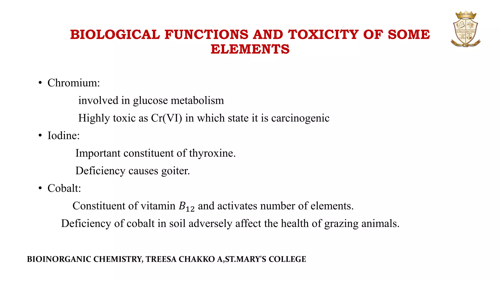 Chemistry:Bioinorganic Chemistry | PPTX