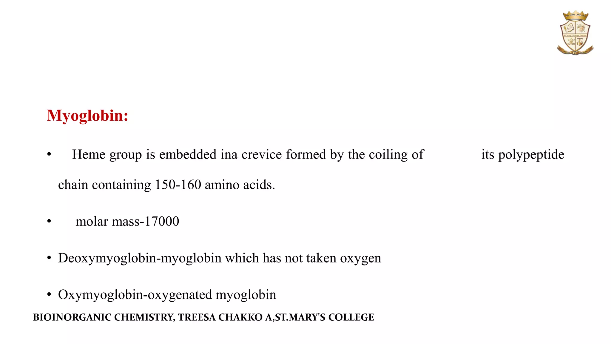 Chemistry:Bioinorganic Chemistry | PPTX