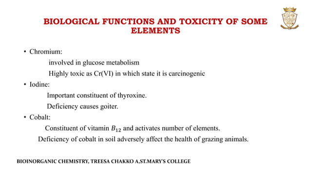 Chemistry:Bioinorganic Chemistry | PPTX | Chemistry | Science