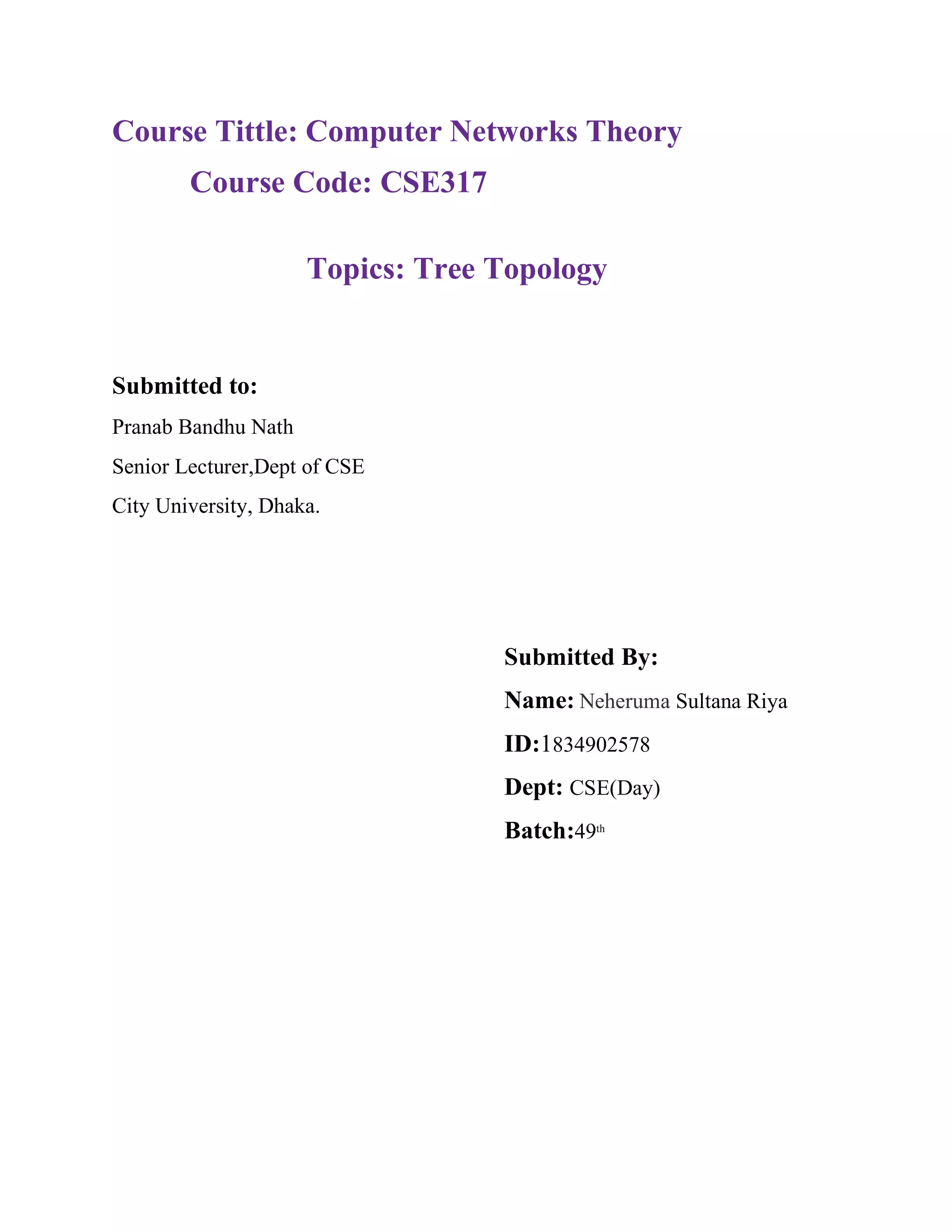 Tree Topology Pdf Computer Networking Computing