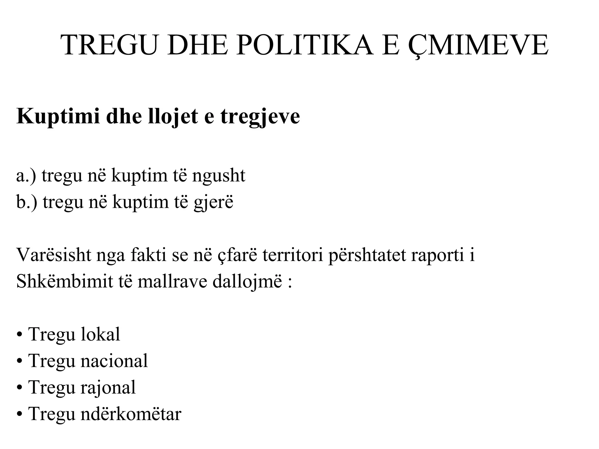 Tregu dhe politika e çmimeve | PPT
