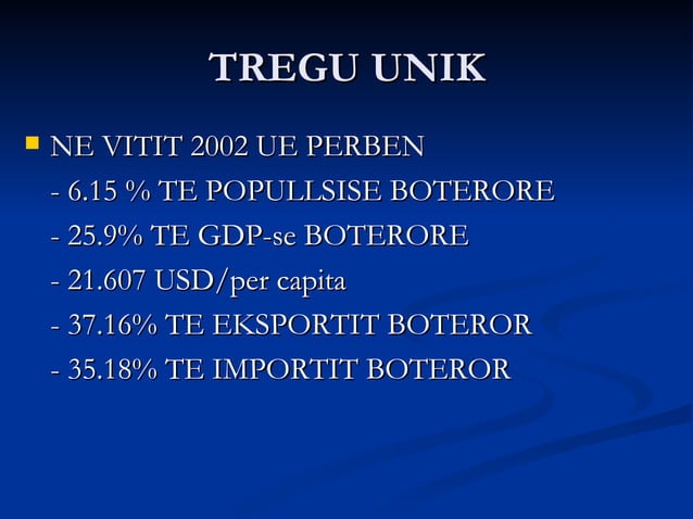 Tregu dhe sistemi monetar unik i BE | PPT