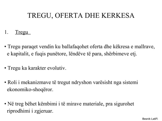 Tregu,kerkesa,oferta,ekuilibri | PPT