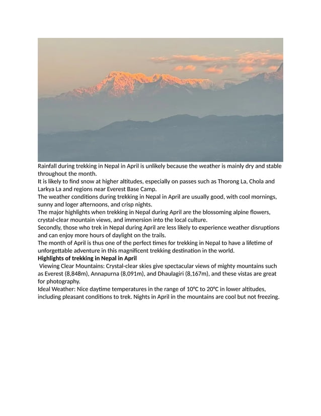 Trekking in Nepal in Spring. docx | PDF