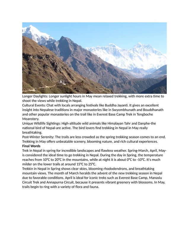 Trekking in Nepal in Spring. docx | PDF