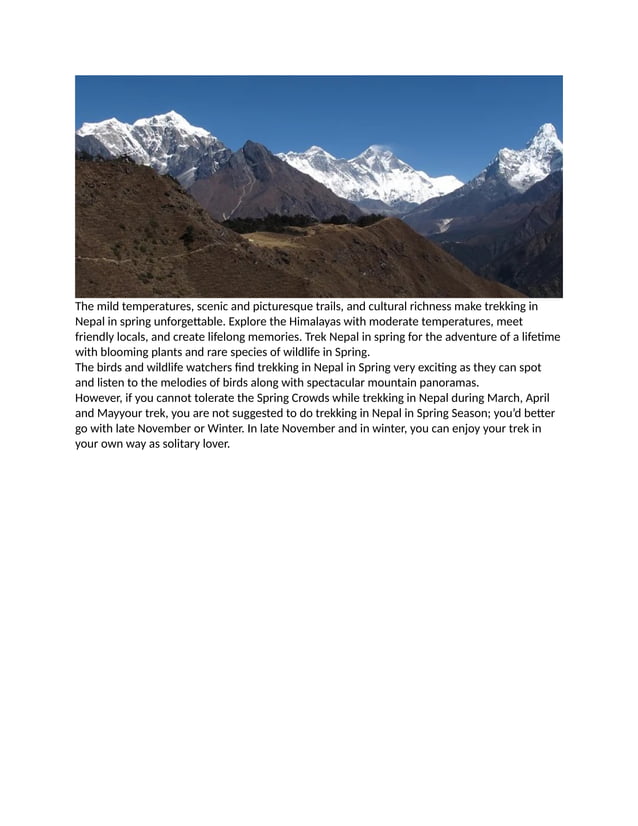 Trekking in Nepal in Spring. docx | PDF