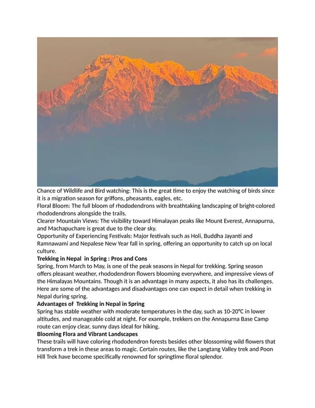 Trekking in Nepal in Spring. docx | PDF