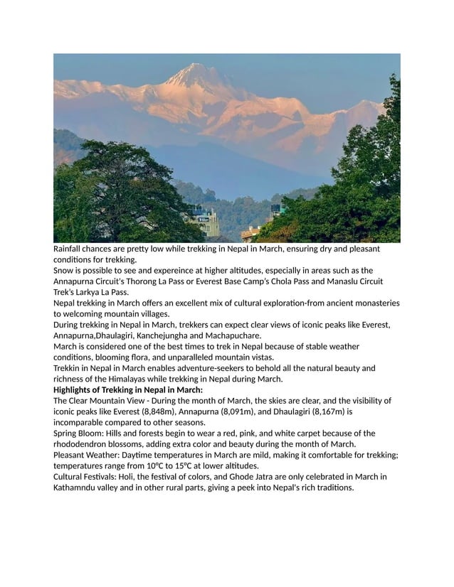 Trekking in Nepal in Spring. docx | PDF