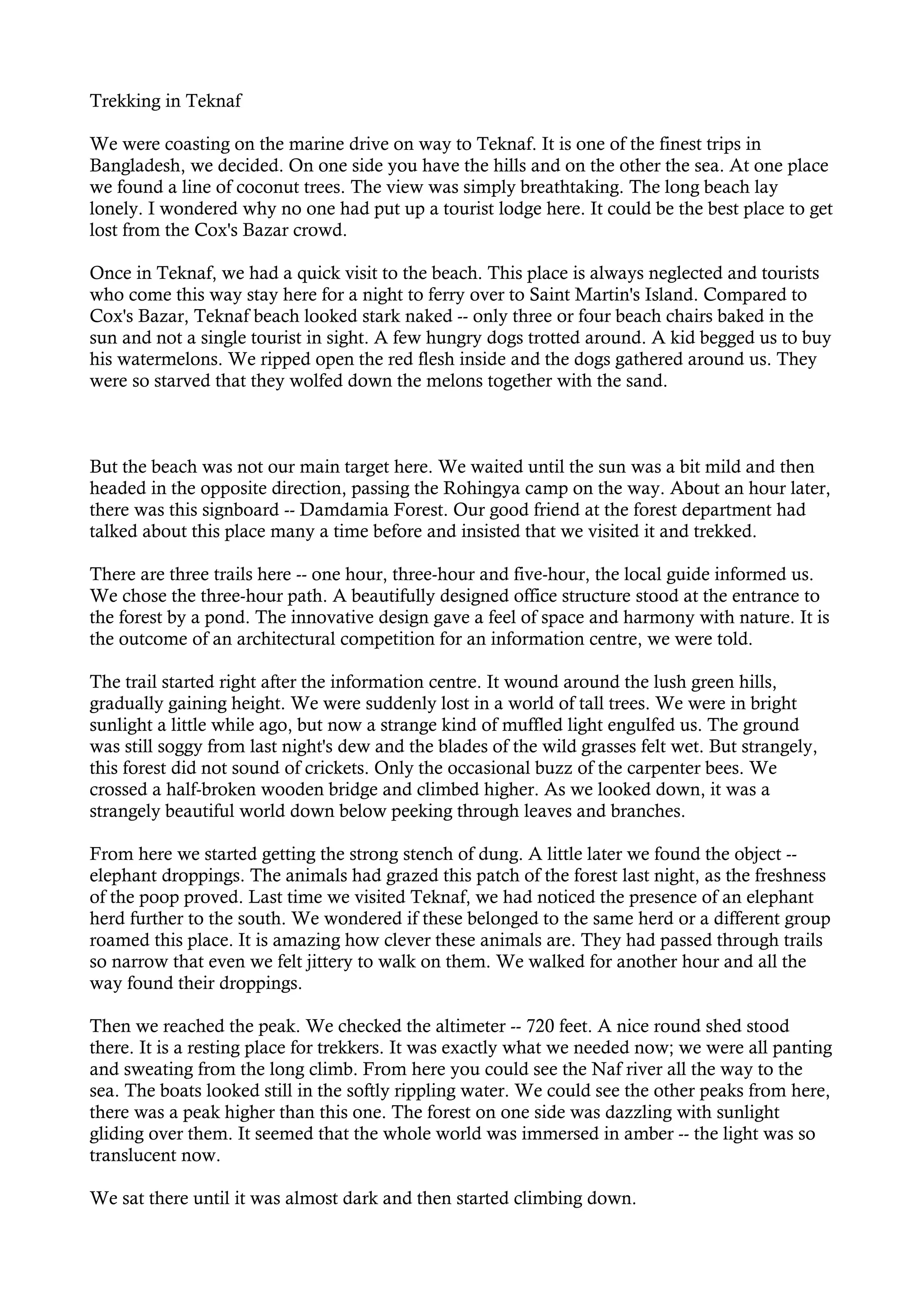 Trekking in teknaf | DOC | Outdoor Attractions | Attractions