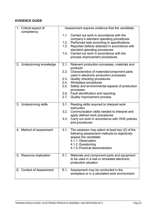 TR ELECTRONICS PRODUCTS ASSEMBLY AND SERVICING NC II | DOC