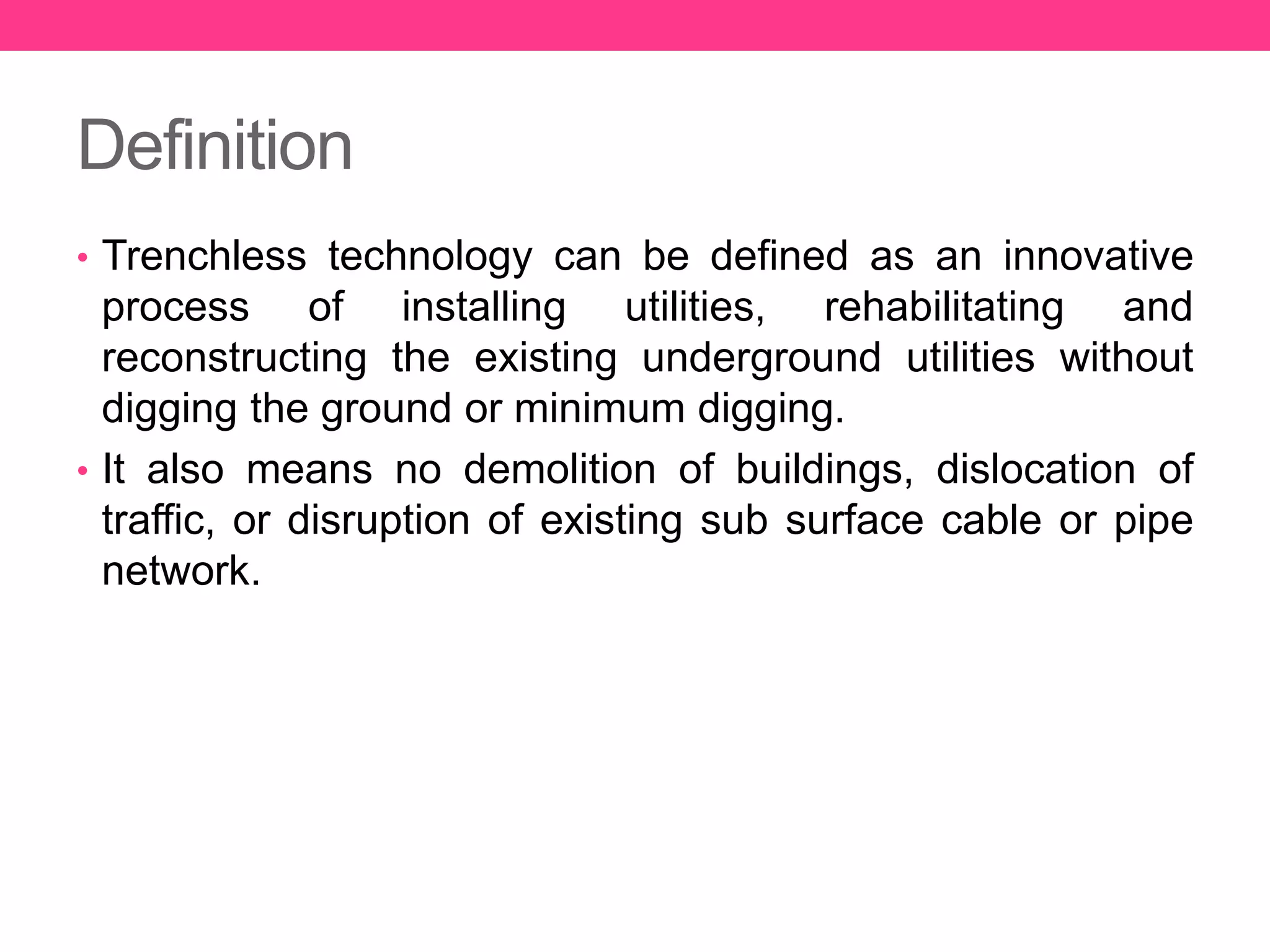 Trenchless technology | PPTX