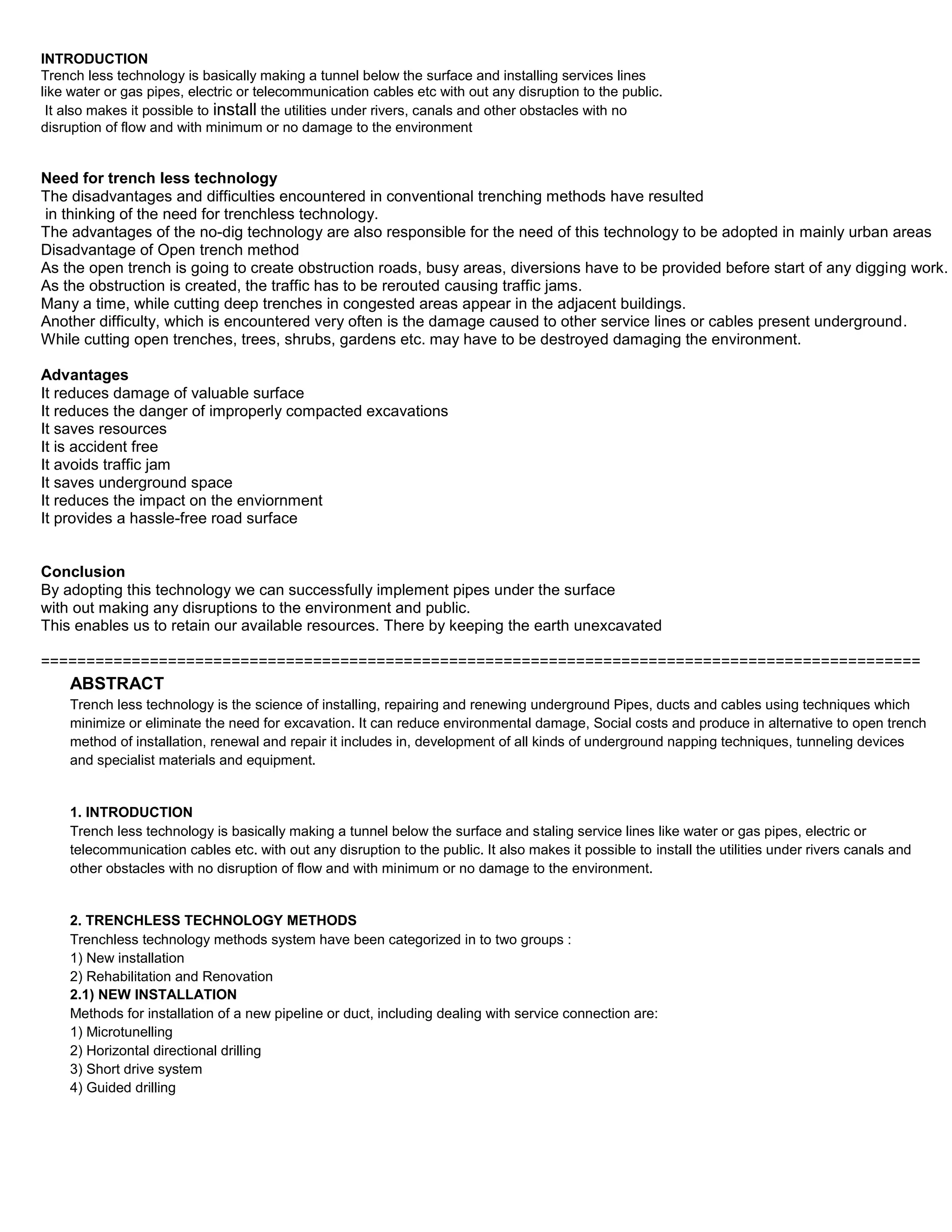 Trenchless technology | DOCX