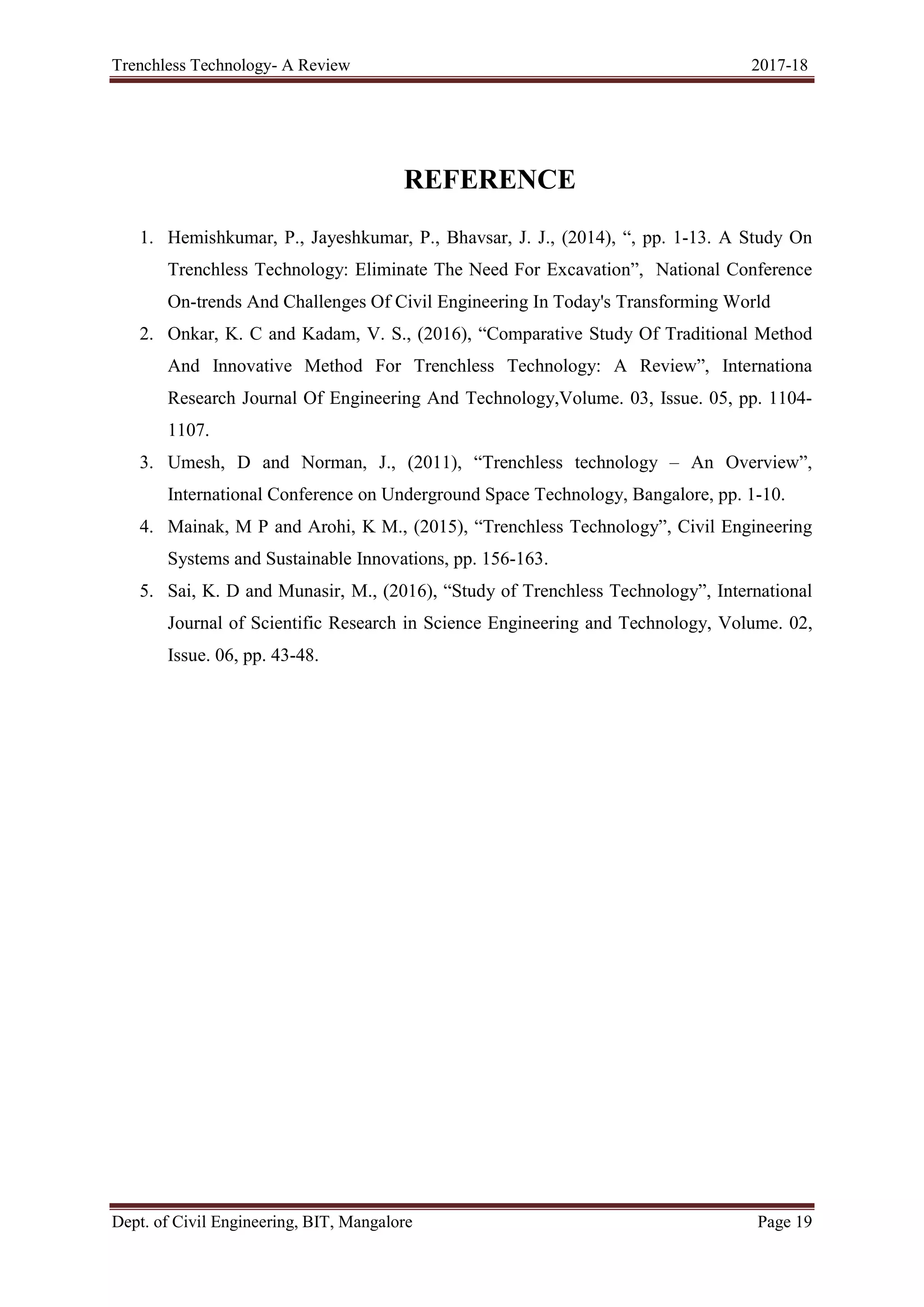 Trenchless Technology Technical Seminar Report | PDF