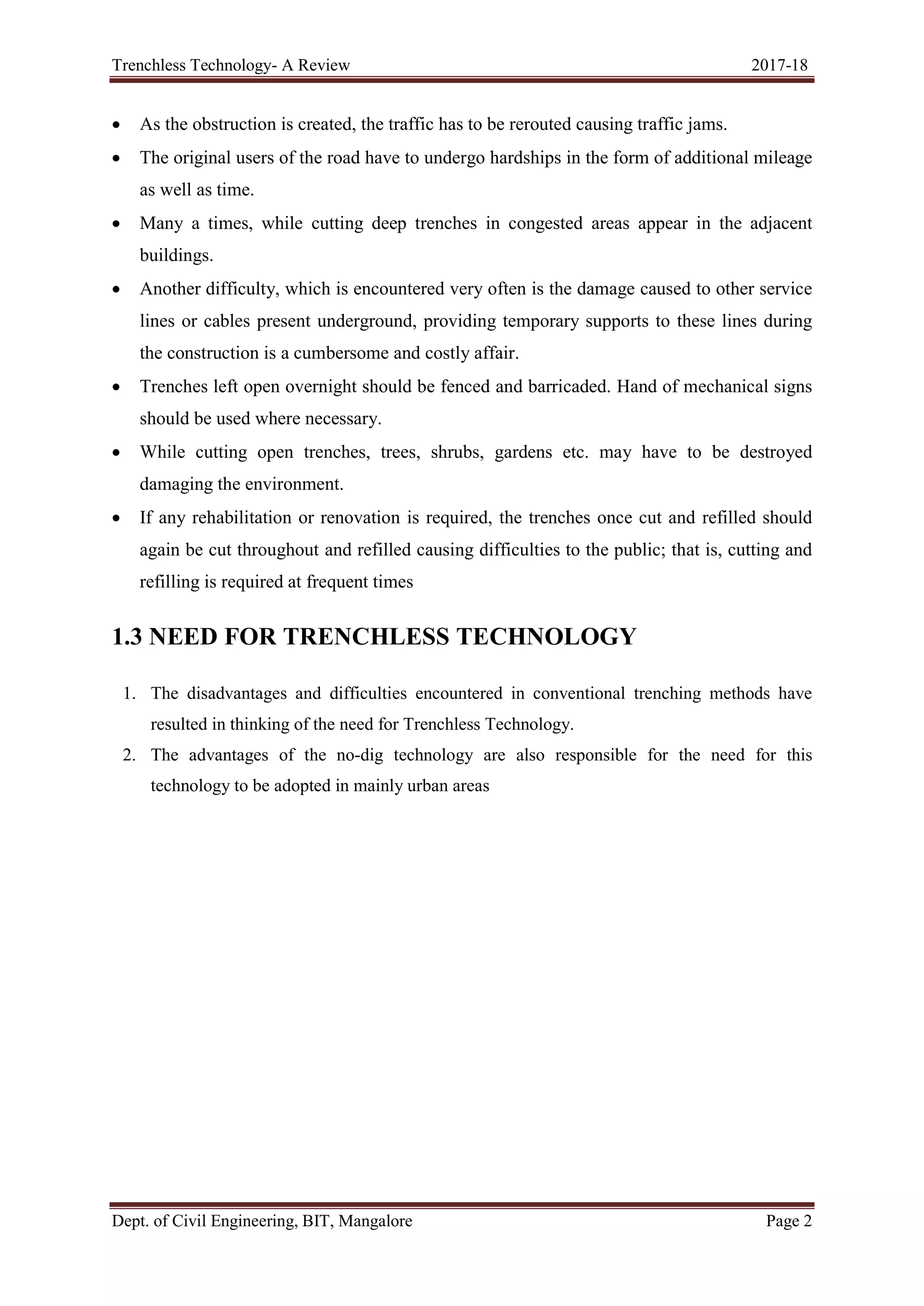 Trenchless Technology Technical Seminar Report | PDF