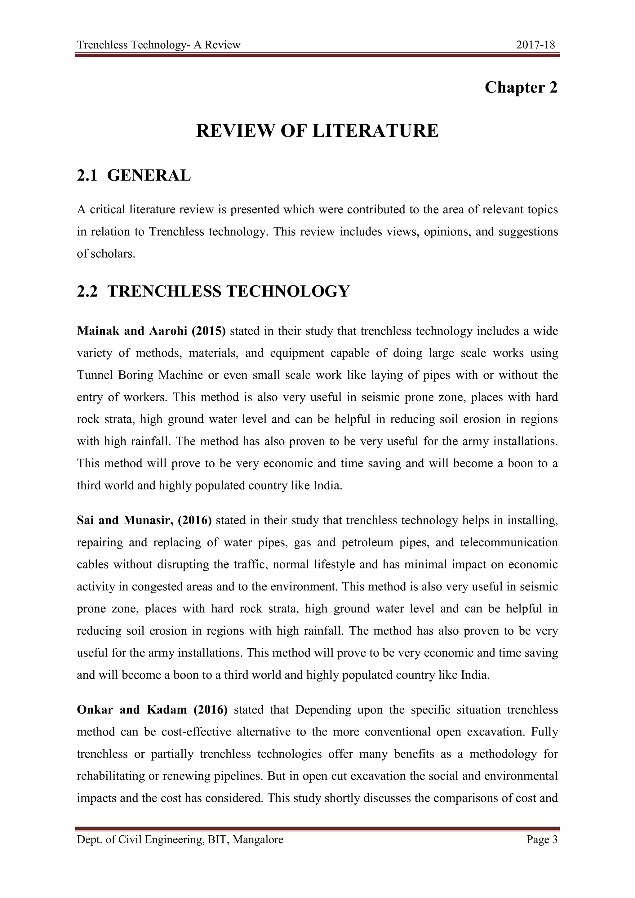 Trenchless Technology Technical Seminar Report | PDF