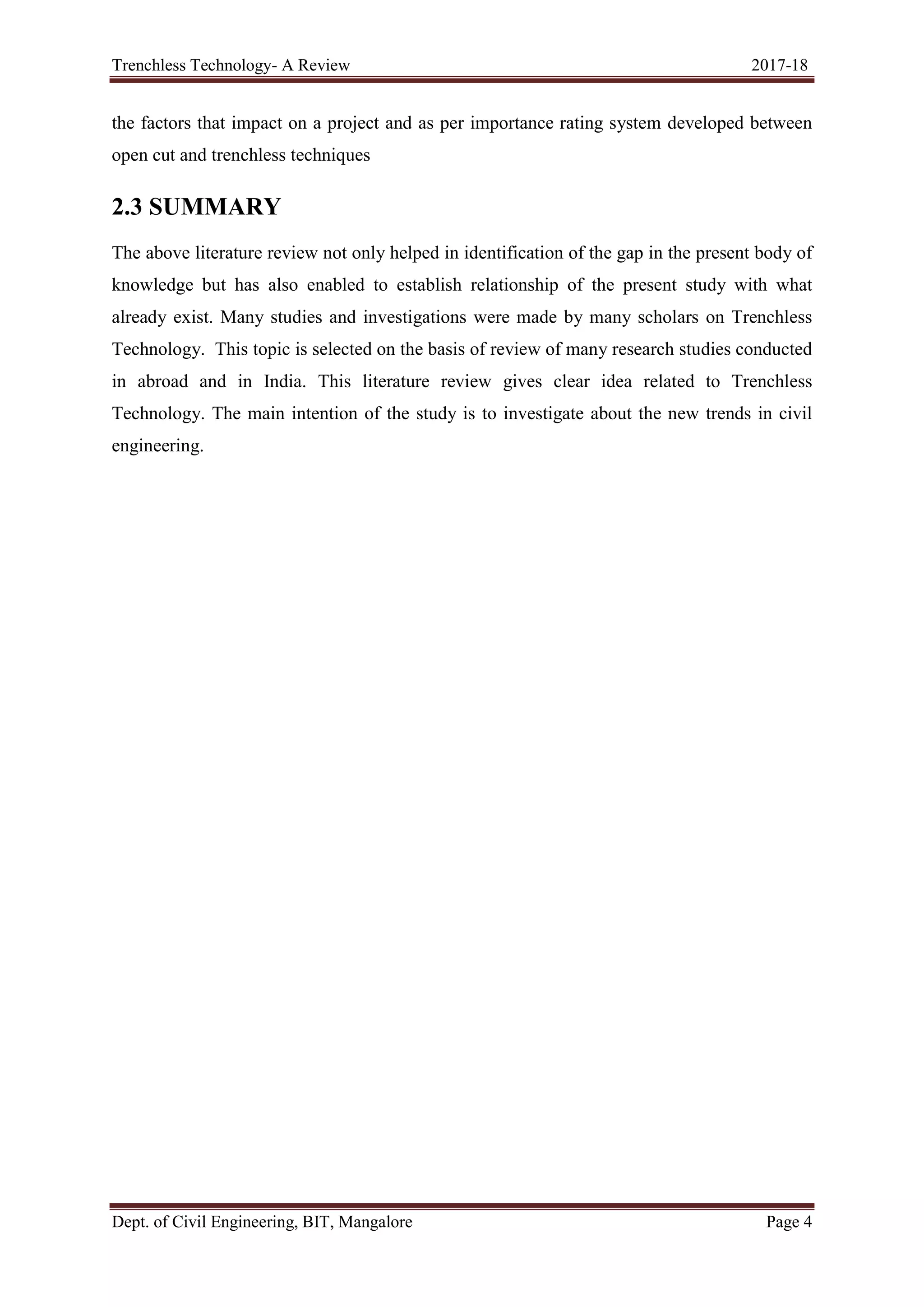 Trenchless Technology Technical Seminar Report | PDF