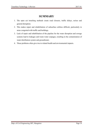 Trenchless Technology Technical Seminar Report | PDF