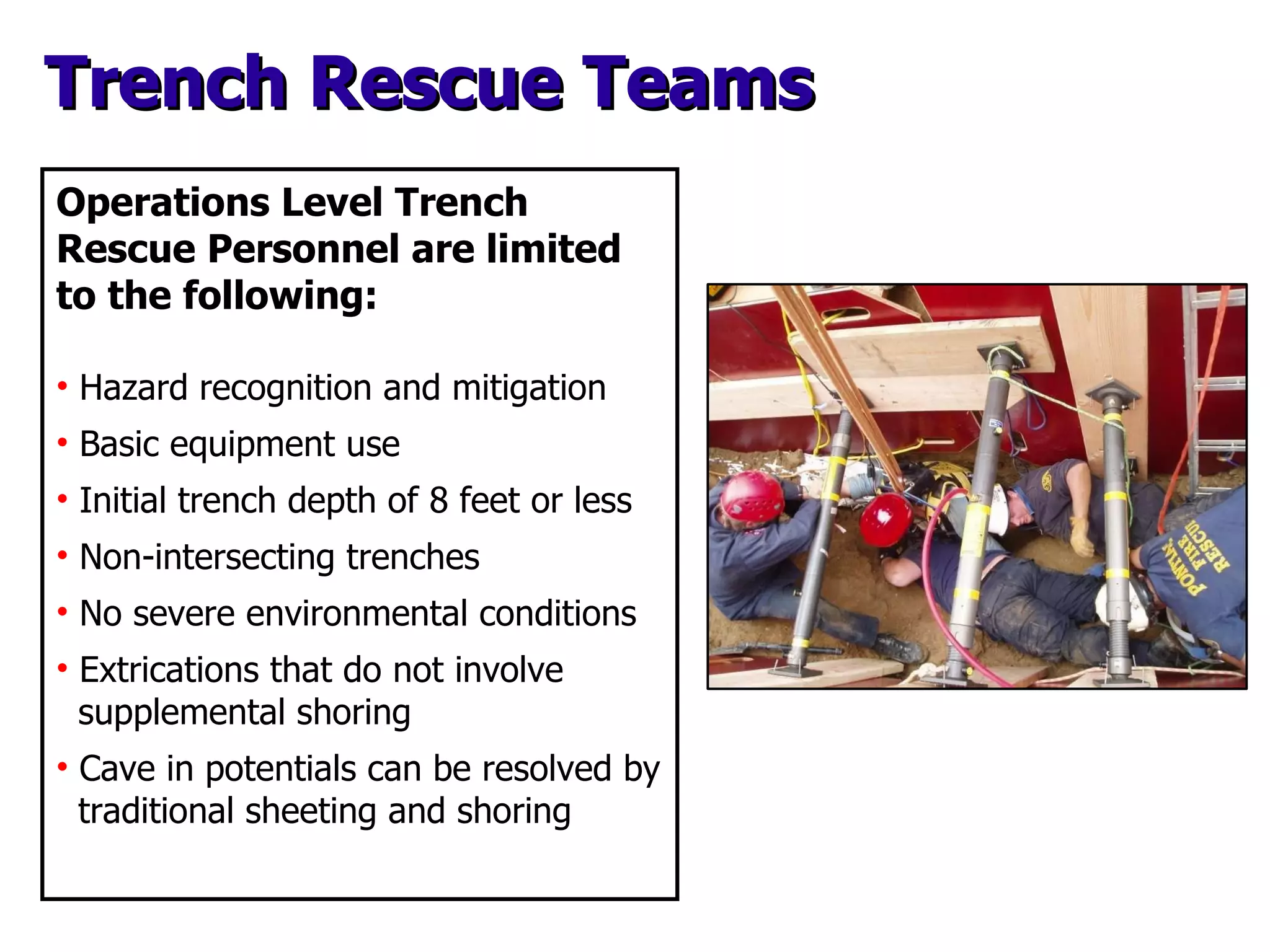 Trench Rescue Awareness Training Course | PPT