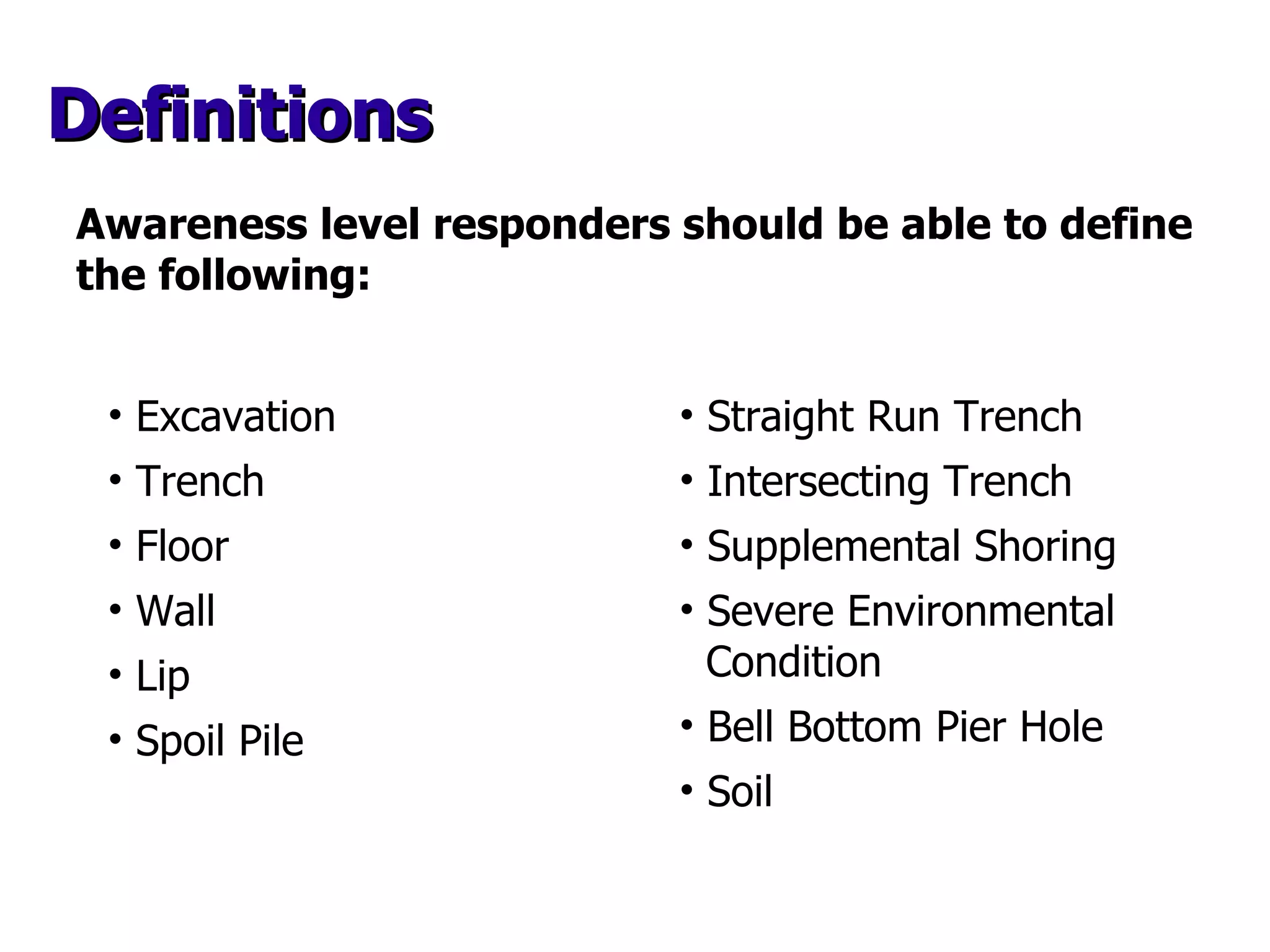 Trench Rescue Awareness Training Course | PPT