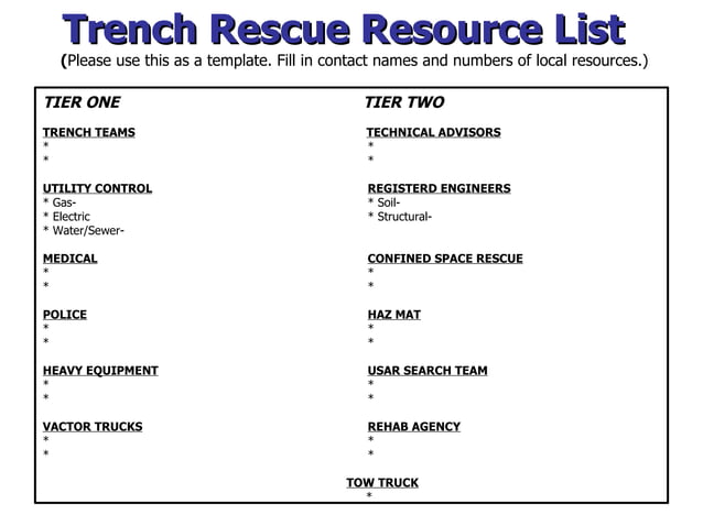 Trench Rescue Awareness Training Course | PPT