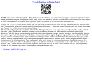 Trench Warfare Research Paper | PPT