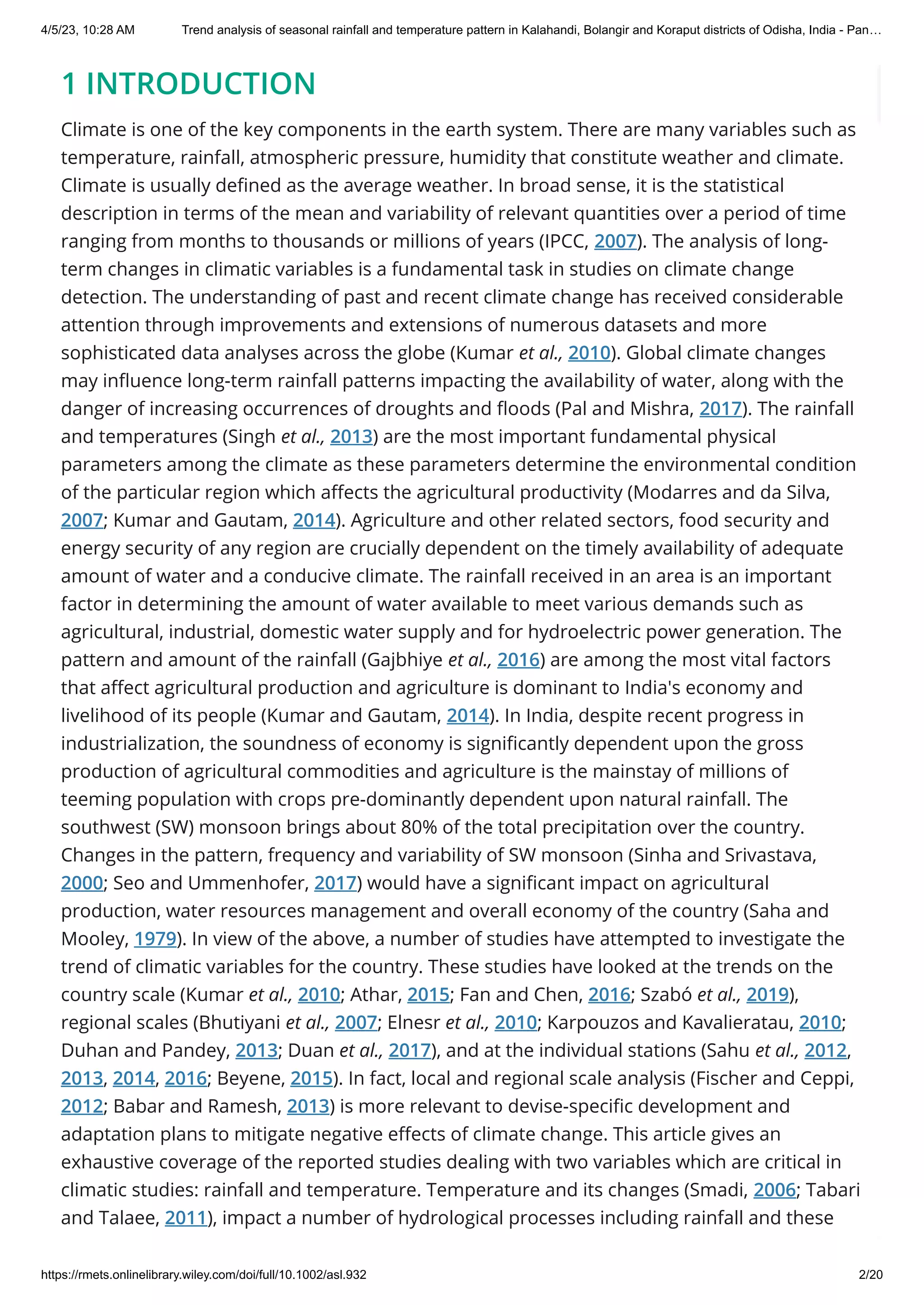 Trend analysis of seasonal rainfall and temperature pattern in ...