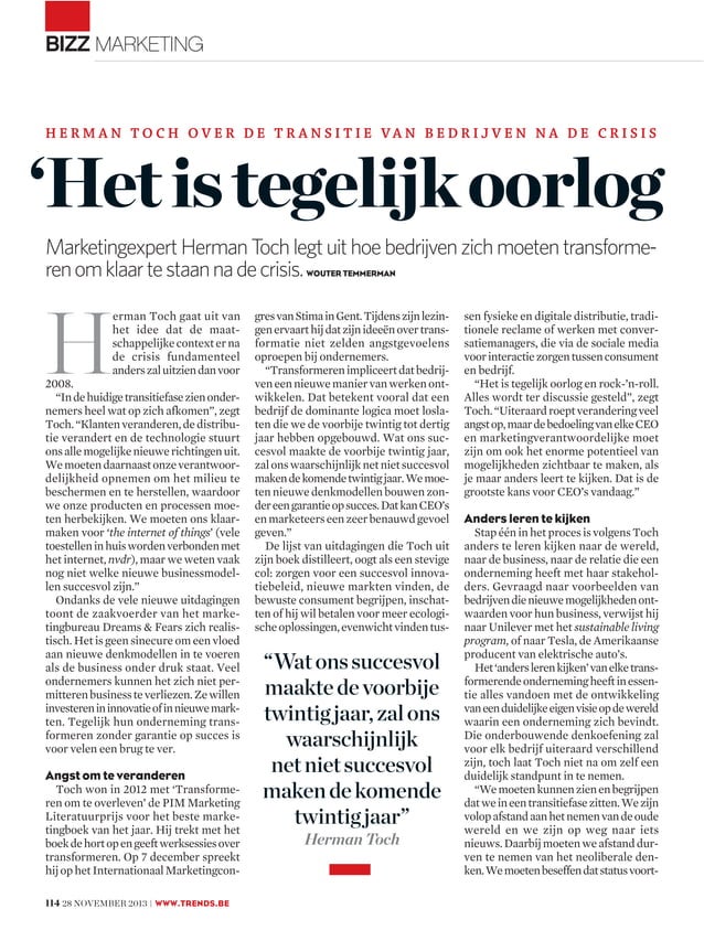 Herman Toch over de transitie van bedrijven na de crisis (interview ...