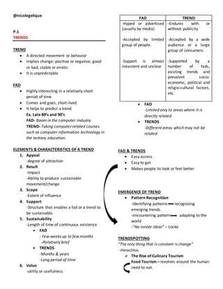Grade 12 Module : TRENDS or FADS / TRENDSPOTTING (trends) | DOCX