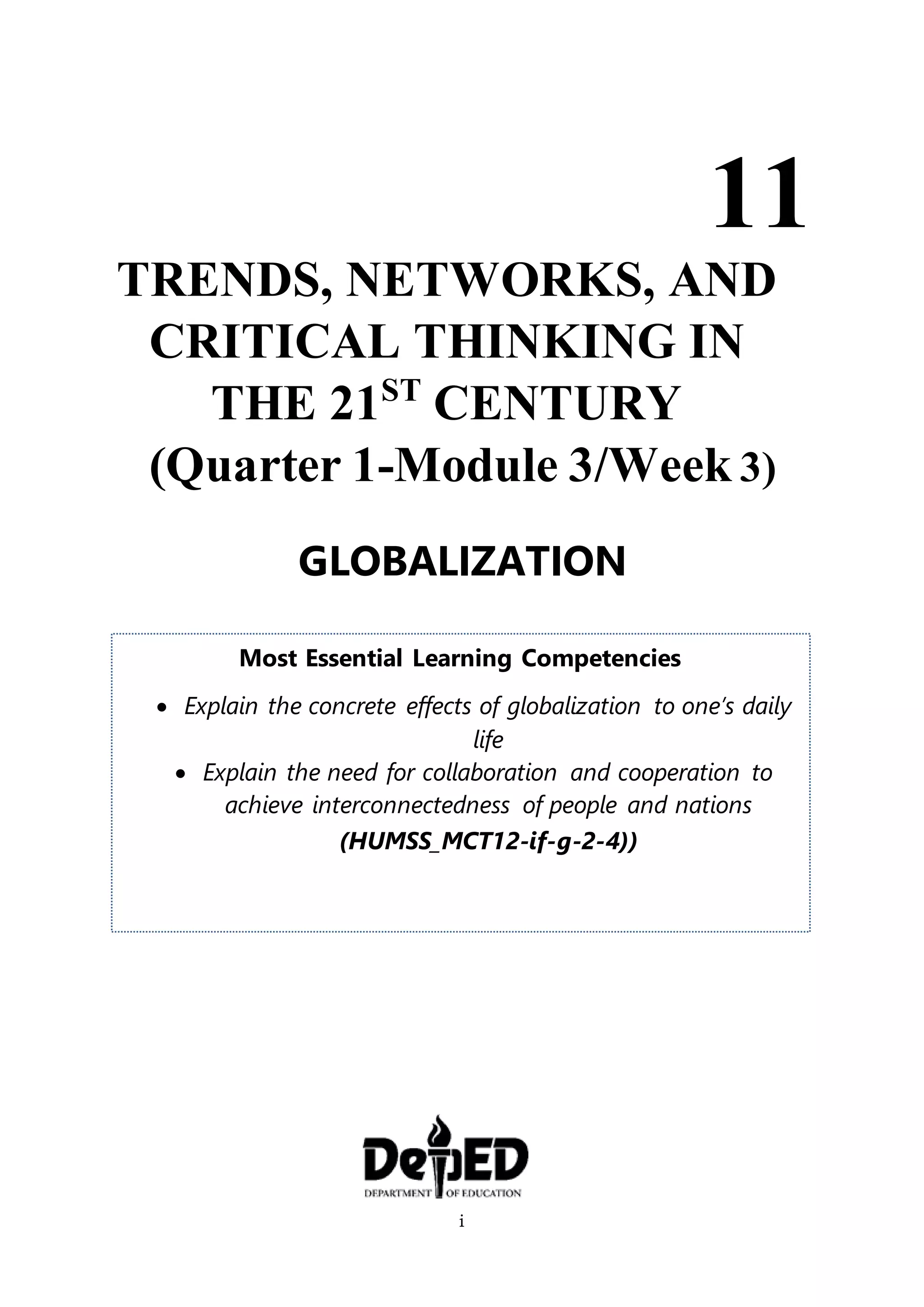 TRENDS-NETWORKS-QUARTER-1-WEEK-4.docx | Educational Assessment | Education