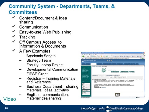 TRENDS Presentation - eLearning @ GRCC with Blackboard | PPT