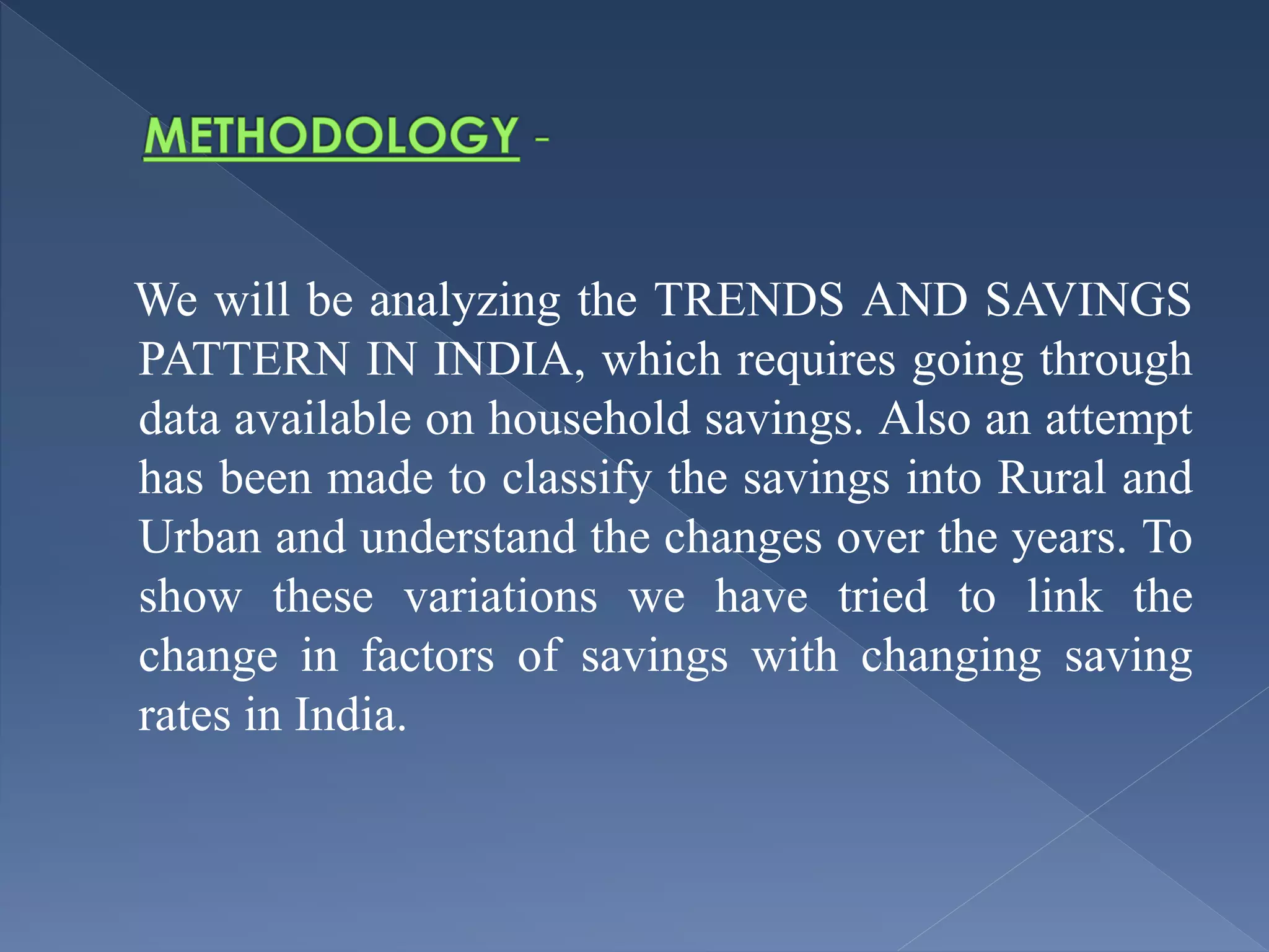 Trends and patterns of Savings (Household Savings) in India | PPTX