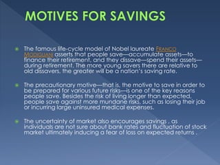 Trends and patterns of Savings (Household Savings) in India | PPTX