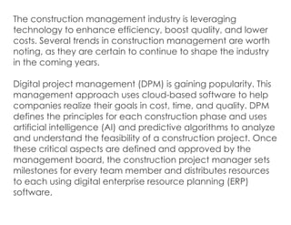 Trends in Construction Management | PDF | Civil Engineering Industry | Industries