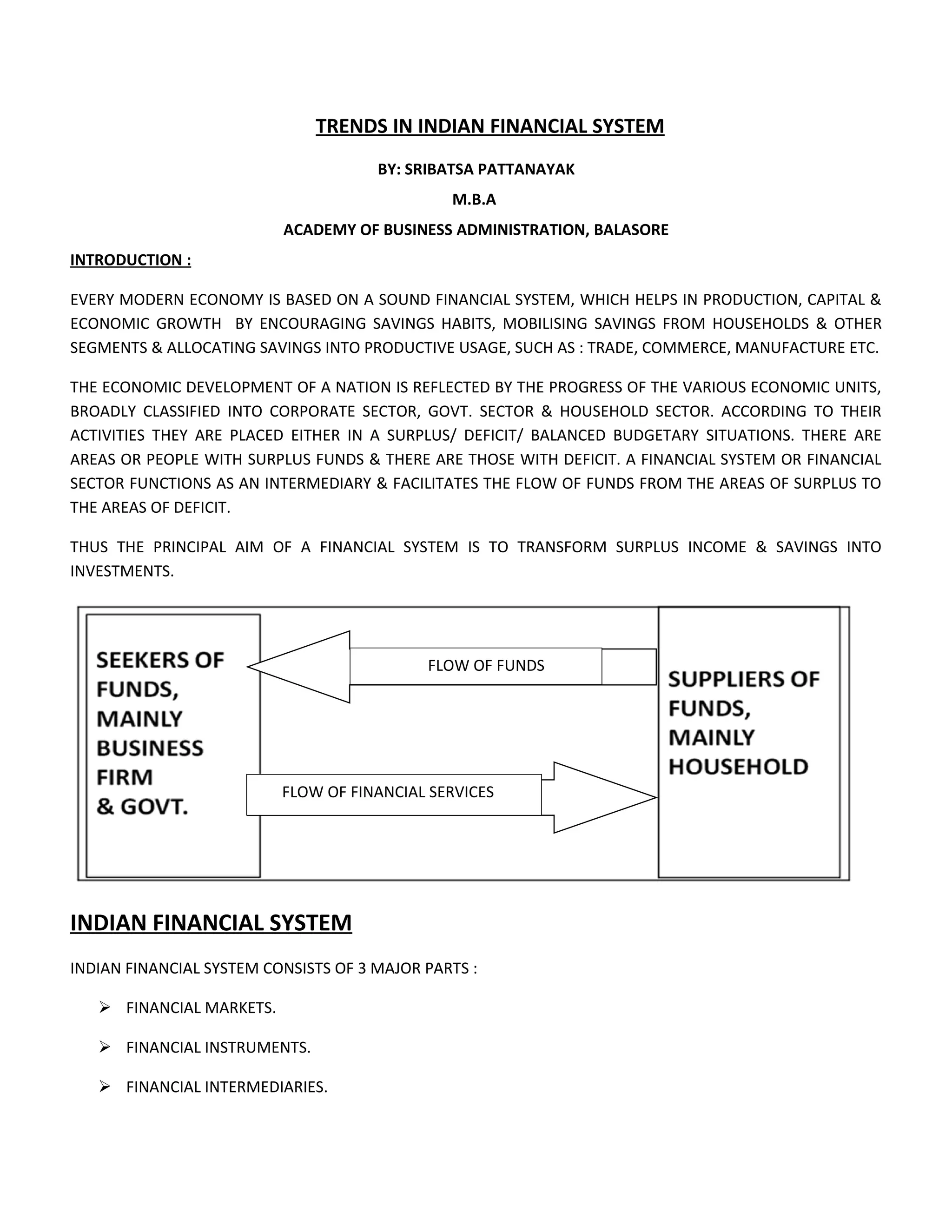 Trends In Indian Financial System | DOC