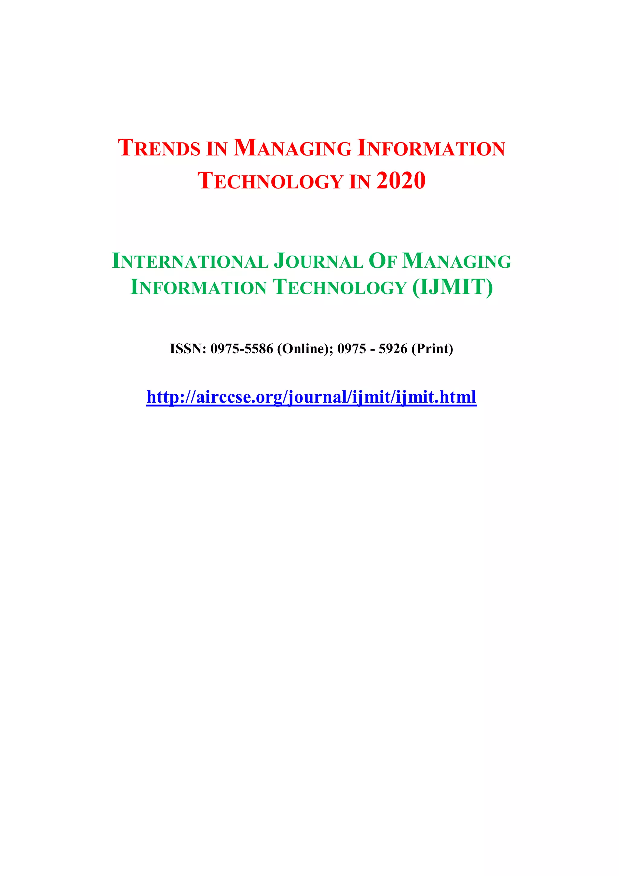Trends in managing information technology in 2020 | PDF
