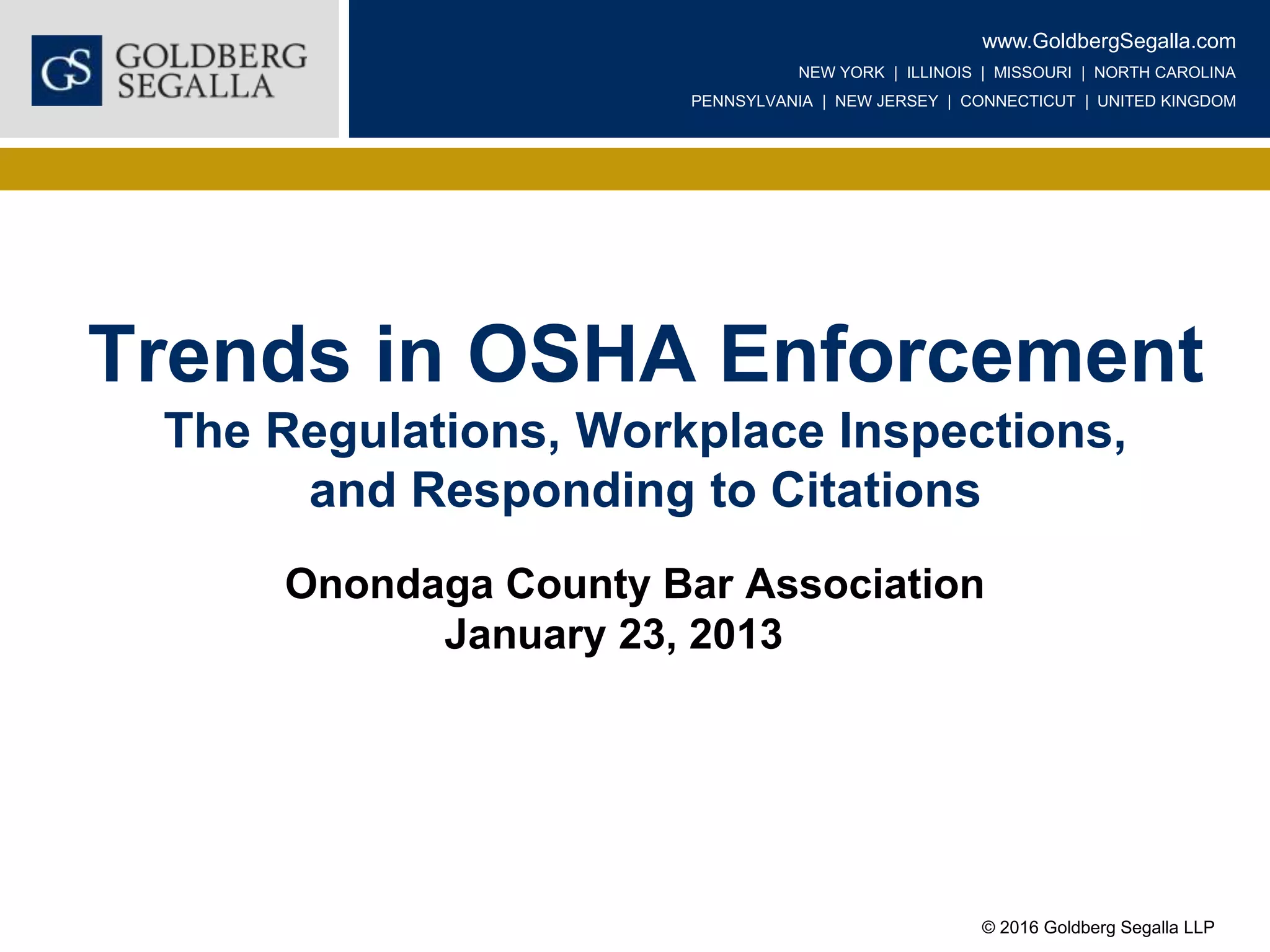 Trends in OSHA Enforcement | PPTX