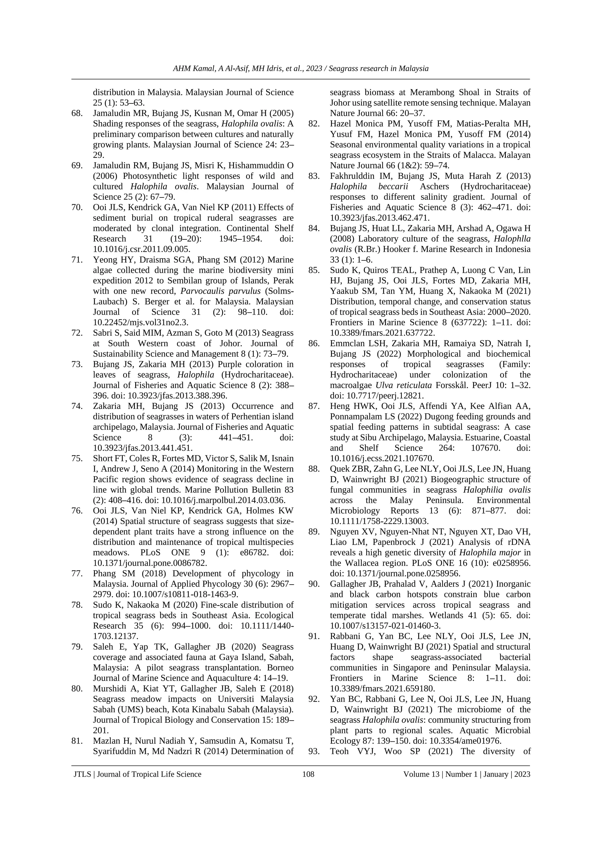 Trends in seagrass research and conservation in Malaysian waters | PDF