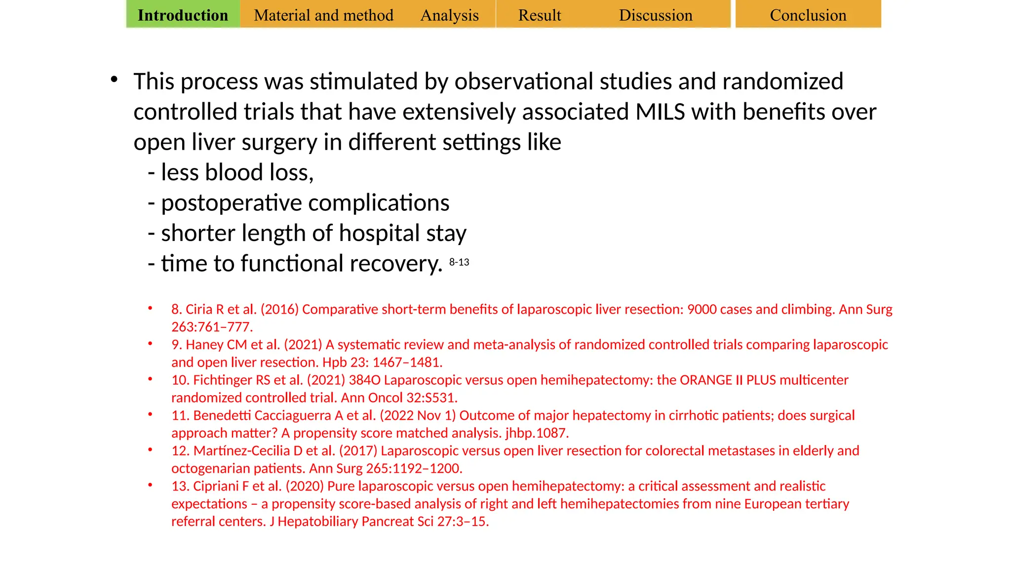 Trends of outcomes lap vs open in benign liver lesions.pptx