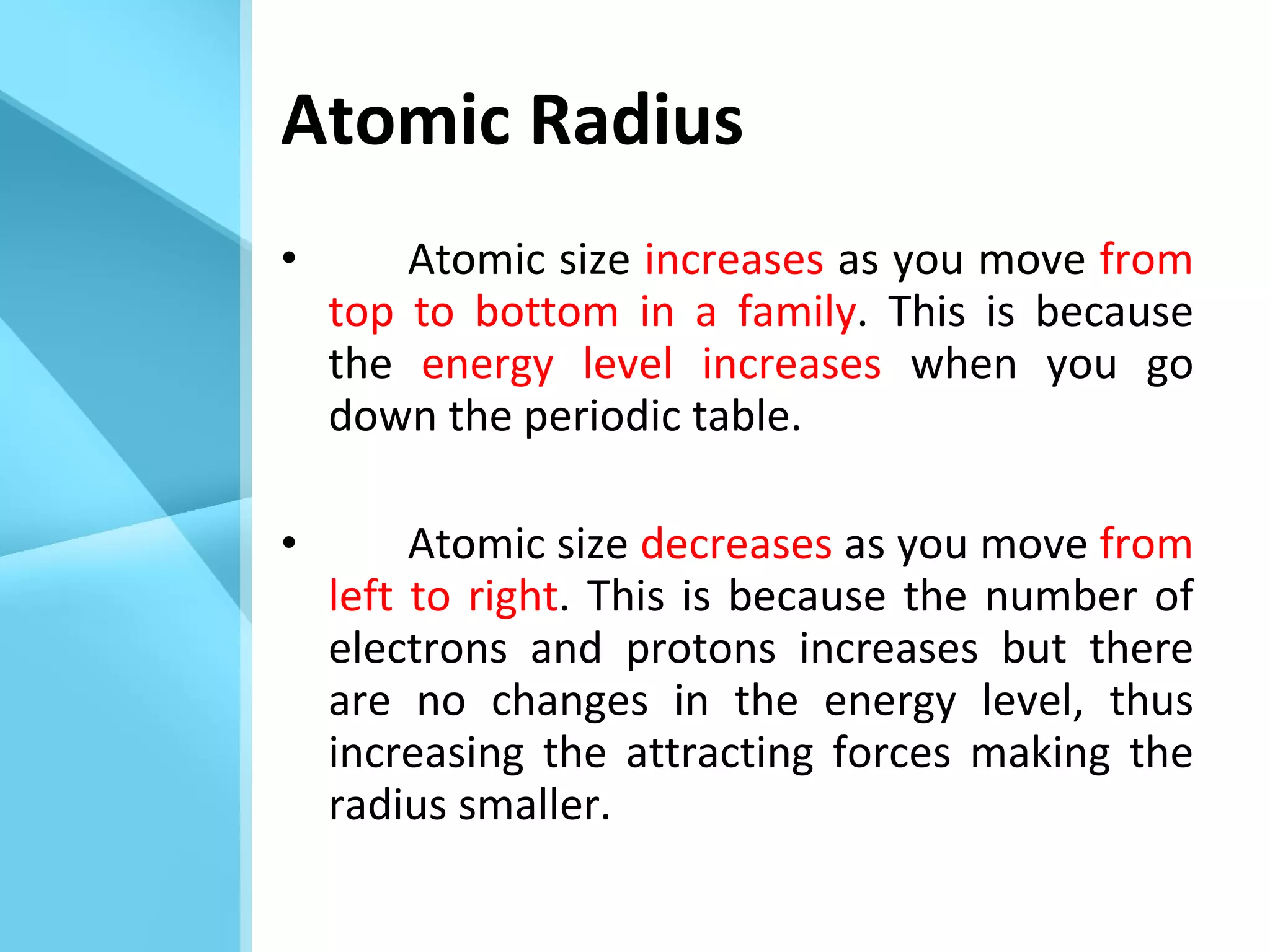 Trends in the periodic table | PPT