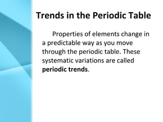 Trends in the periodic table | PPT