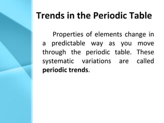 Trends in the periodic table | PPT