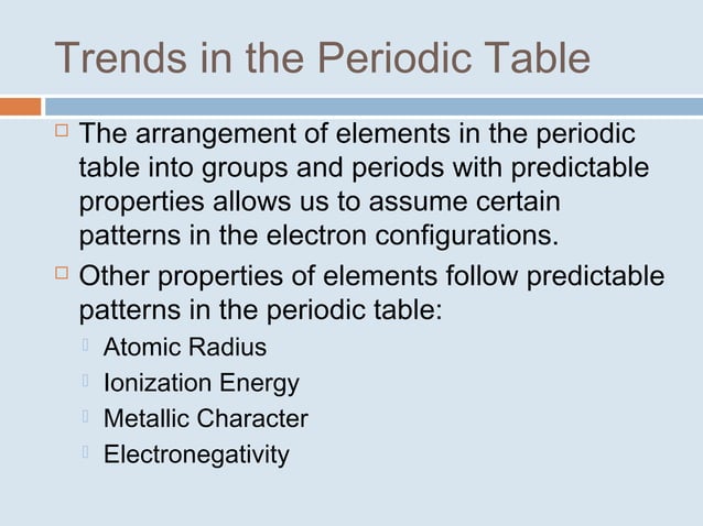 Trends in the periodic table | PPT