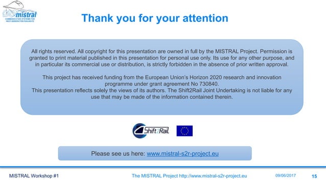 MISTRAL project Workshop 1: Trends on future train-to-wayside communications | PPT