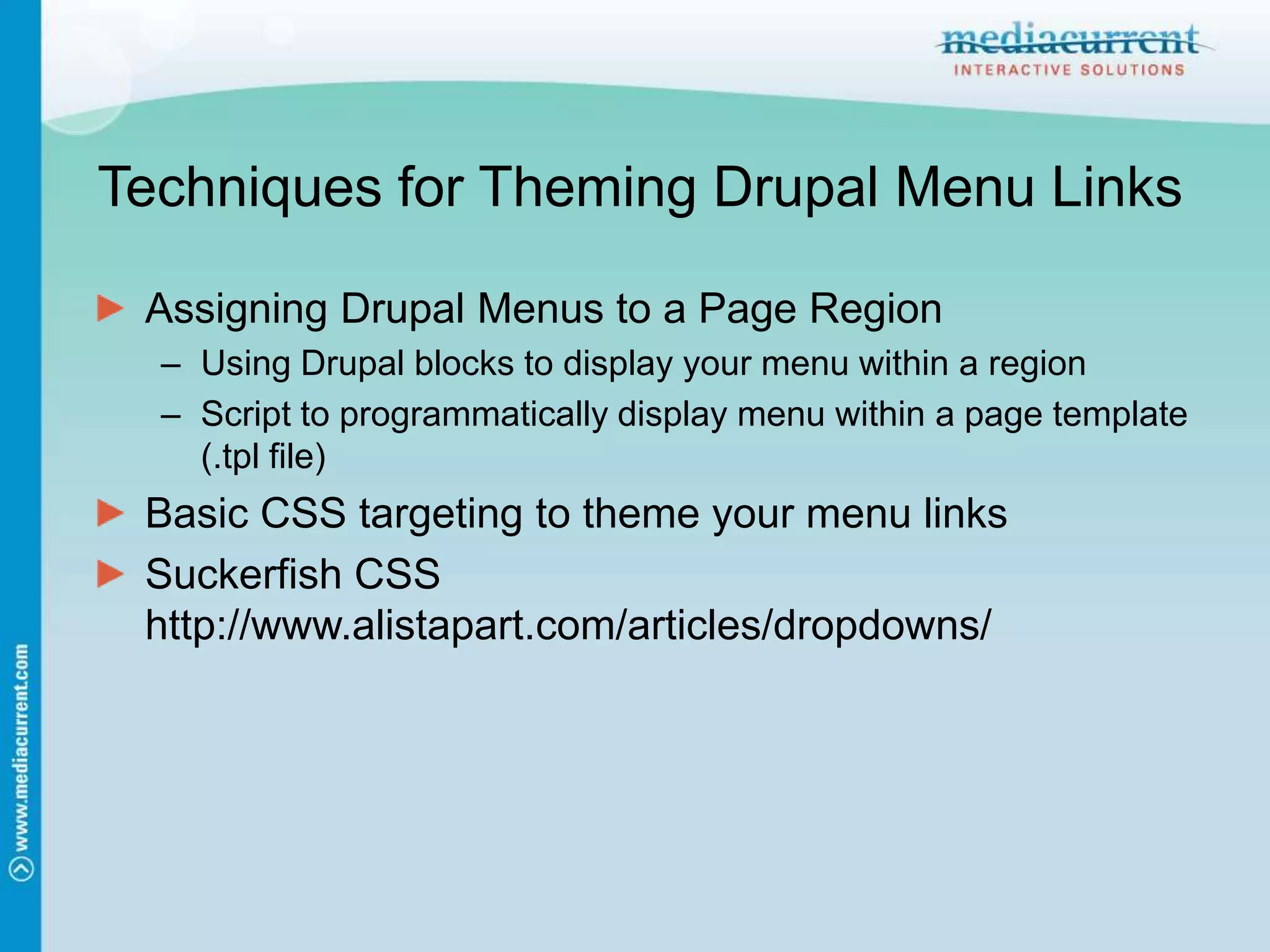 Theming Drupal Menus | PPT