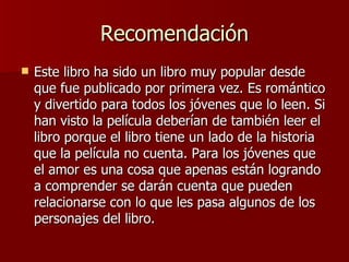 Tres metros sobre el cielo por cecilia serna | PPT