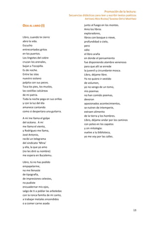 Lectura y escritura de textos poéticos: Tres odas elementales | PDF
