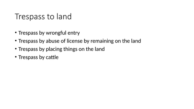 Trespass under Law of Torts with cases.pptx
