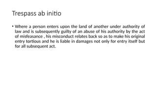 Trespass under Law of Torts with cases.pptx