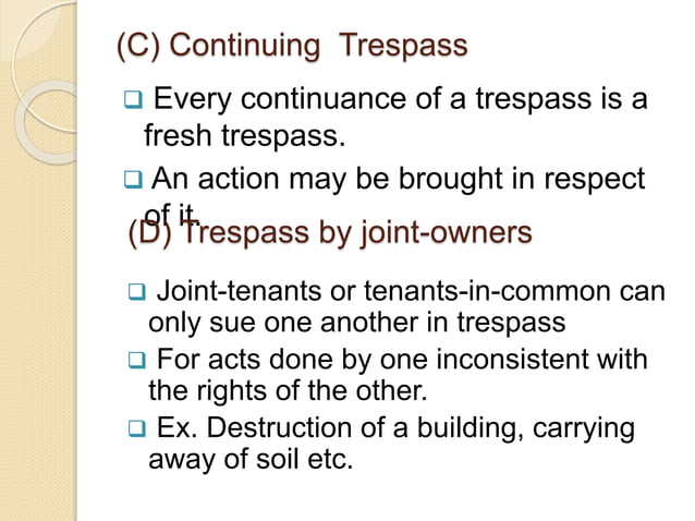 Trespass to land | PPTX | Law