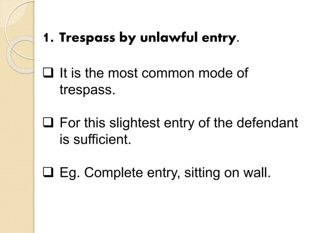 Trespass to land | PPTX | Law